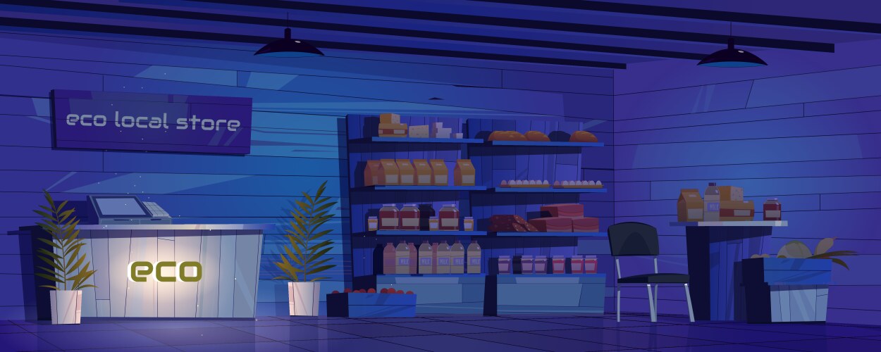 Night toy store interior with spotlight cartoon Vector Image