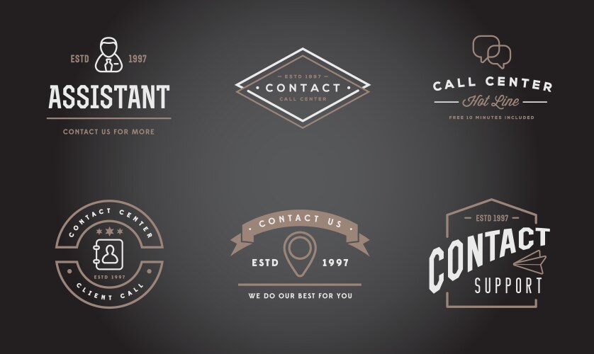 Set of contact us service elements and assistance Vector Image