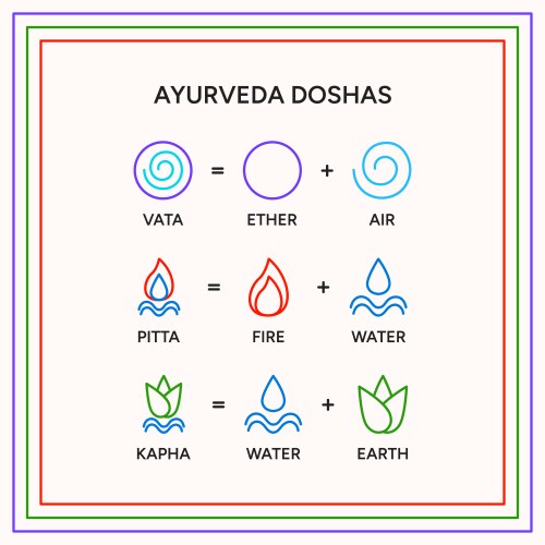 Ayurveda doshas infographic poster Royalty Free Vector Image