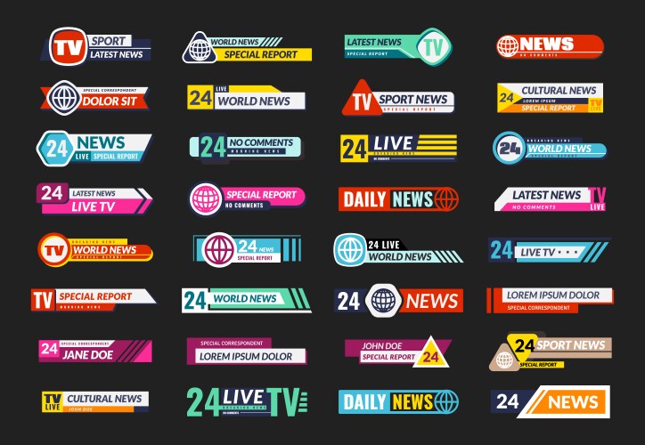 Tv title broadcasting banner graphic interfaces Vector Image