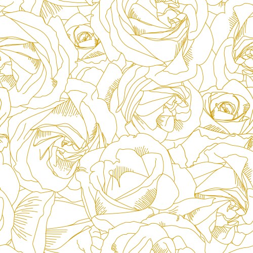 Beautiful seamless pattern with outline roses Vector Image