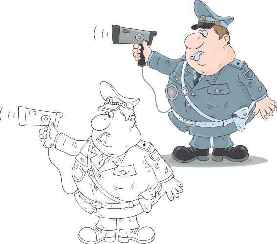 Traffic Policeman with Radar Vector Images (over 190)
