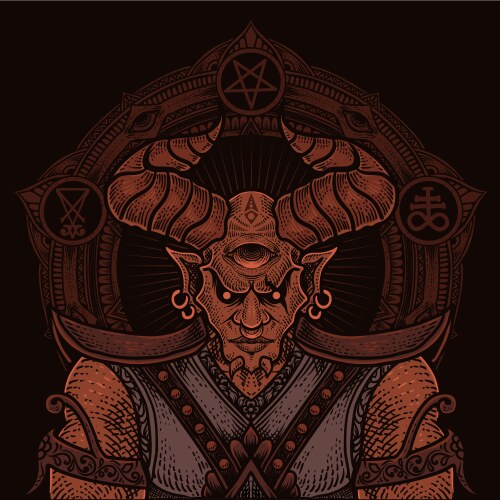 Badass demon with circle mandala Royalty Free Vector Image