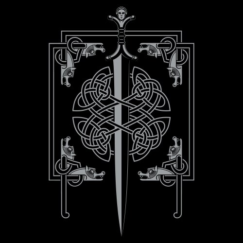 Celtic design sword and Royalty Free Vector Image