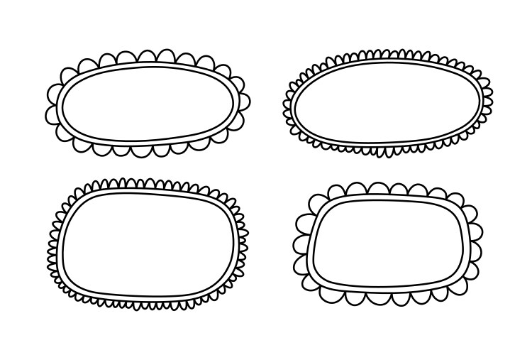 Doodle retangle and oval scalloped frames hand Vector Image