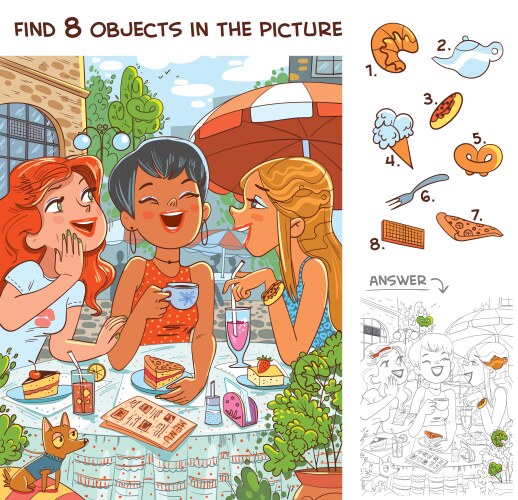 Find 10 objects in picture Royalty Free Vector Image