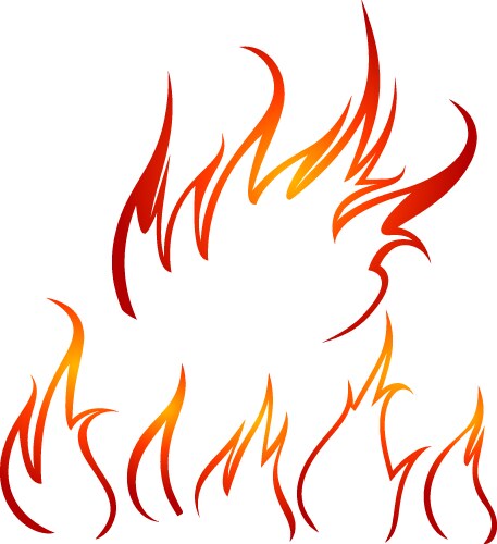 Set of fire flames isolated on white Royalty Free Vector