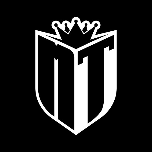 Mt letter monogram with shield shape crown Vector Image