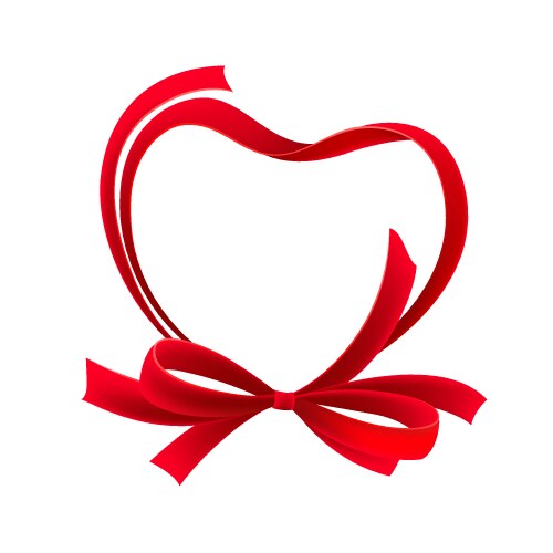 Heart with red ribbon Royalty Free Vector Image