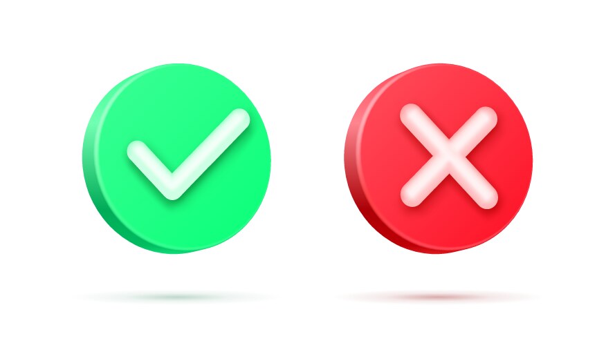 3d realistic red wrong check mark sign in circle Vector Image