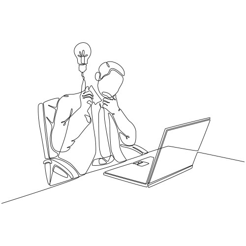 Thinking ideas at work concept one single line Vector Image