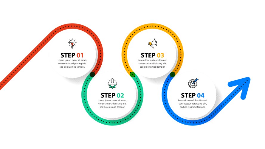 Infographic template magnifier with coin and 4 Vector Image