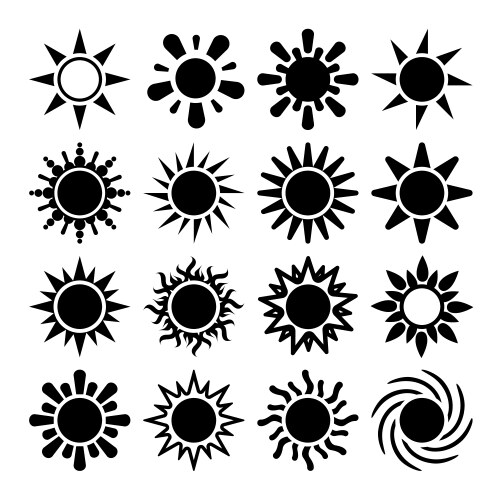 Sun icon sets Royalty Free Vector Image - VectorStock