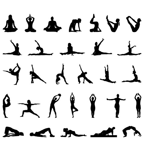 Yoga Poses Stick Figure Pictogram Royalty Free Vector Image