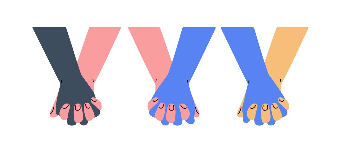 Two hands with interlocked or intertwined fingers Vector Image