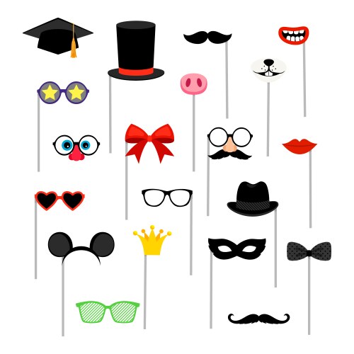 Photo booth props collection for party isolated Vector Image