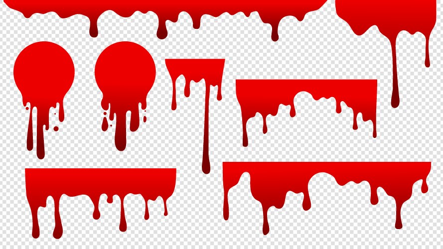 Dripping blood pattern isolated flowing red paint Vector Image