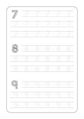 Practice writing numbers on a4 worksheet Vector Image