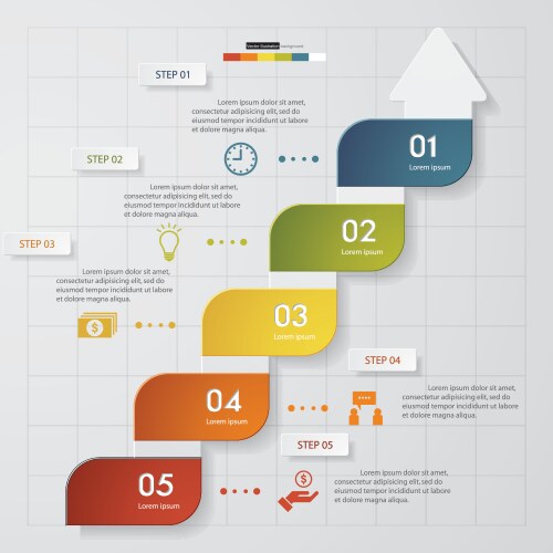 5 Steps Order Arrow Template – Royalty-Free Vector | VectorStock
