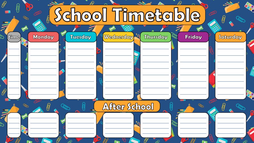 Class schedule school pattern Royalty Free Vector Image