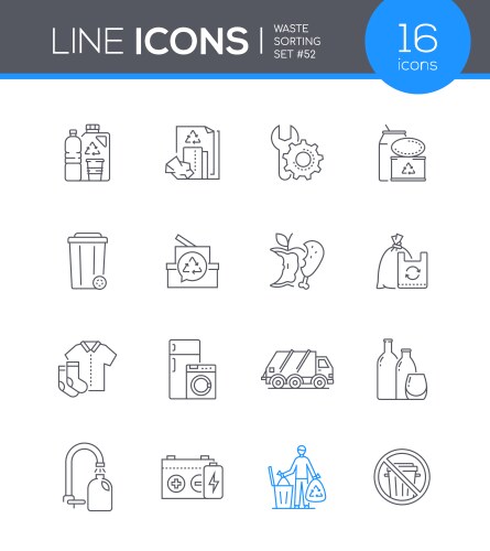 Big set waste sorting recycling thin line Vector Image