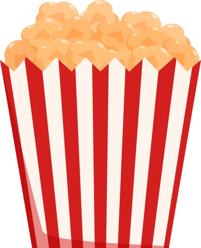 Classic striped popcorn bucket overflowing Vector Image