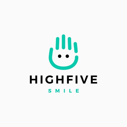 Hand smile high five face logo icon Royalty Free Vector