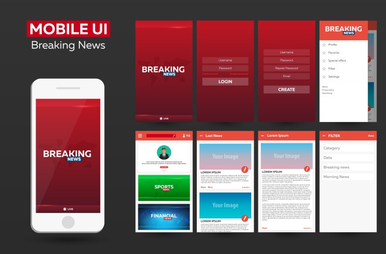 Modern screen design for mobile app collection Vector Image