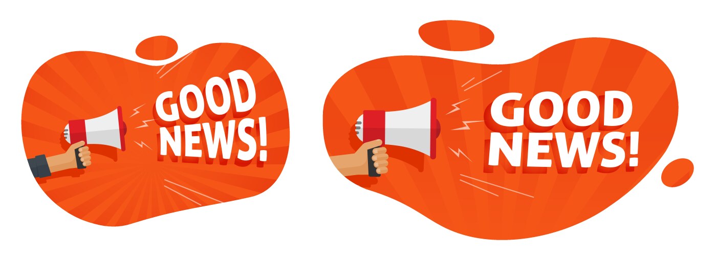 Good news banner with colorful confetti Royalty Free Vector