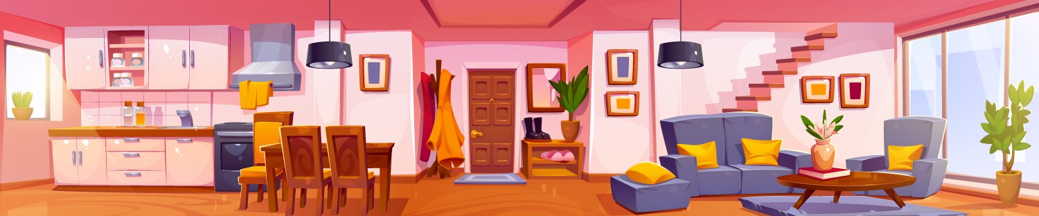Parallax background with princess room interior Vector Image