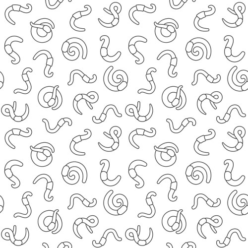Red earthworm and worms colored seamless Vector Image
