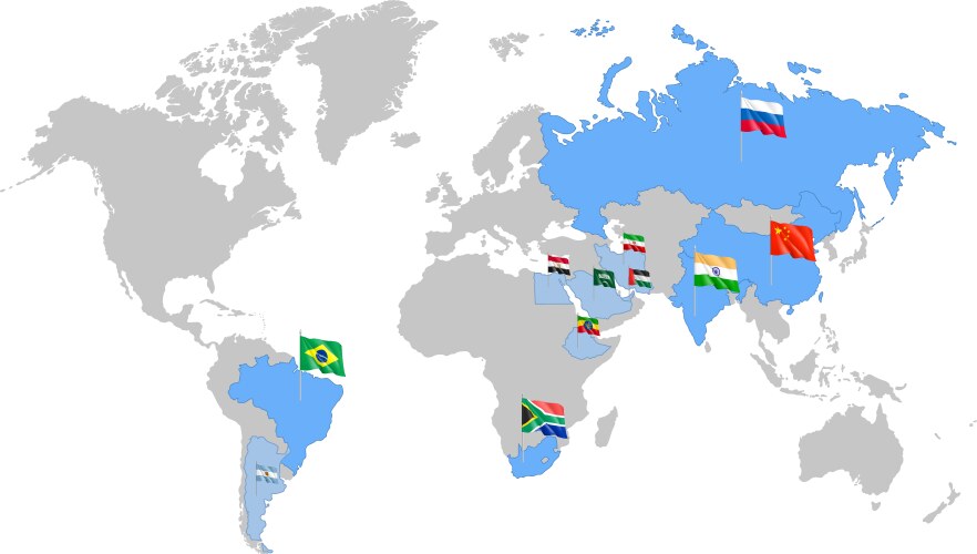 Brics interstate schematic map of countries Vector Image