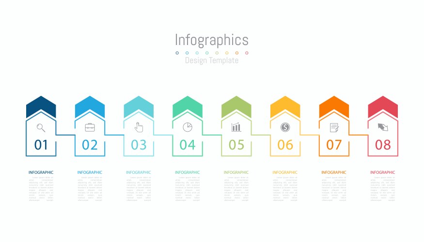 Infographic 8 options design elements Royalty Free Vector