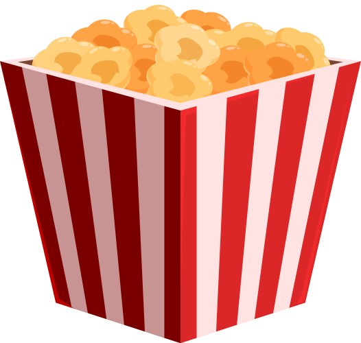 Classic striped popcorn bucket overflowing Vector Image