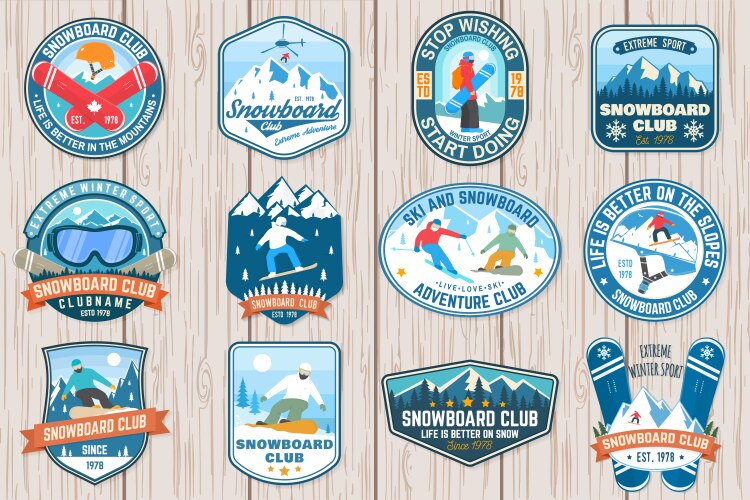Ski and snowboard club emblem Royalty Free Vector Image