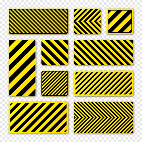 Warning yellow road signs set Royalty Free Vector Image