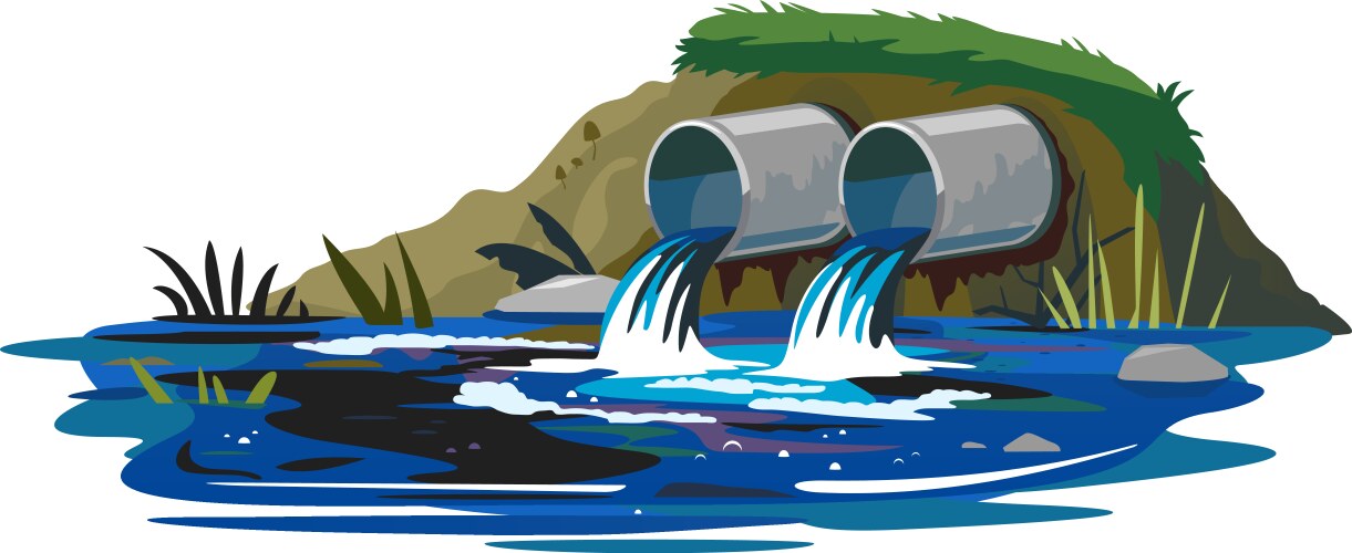 Wastewater discharge from industrial pipes Vector Image