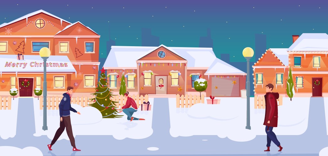 Santa house and ice castle Royalty Free Vector Image