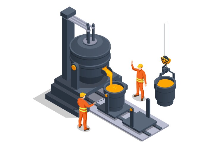 Isometric industrial steel production Royalty Free Vector