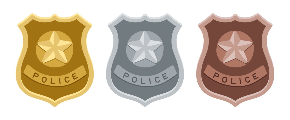 Realistic police badges security silver gold Vector Image