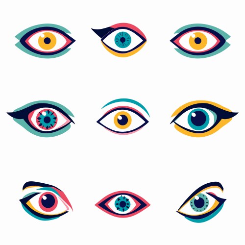 Six stylized flames unique design colors sparkle Vector Image