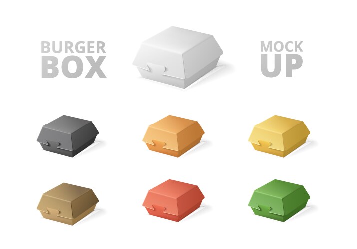 Burger box mockup set Royalty Free Vector Image