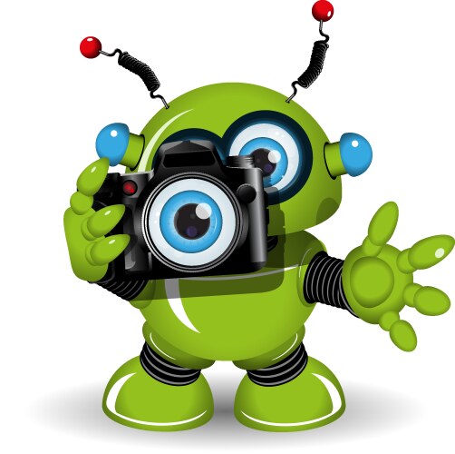 Green robot and screen Royalty Free Vector Image