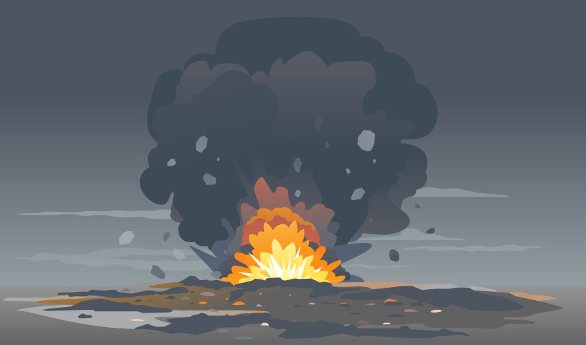 Bomb explosion on ground Royalty Free Vector Image