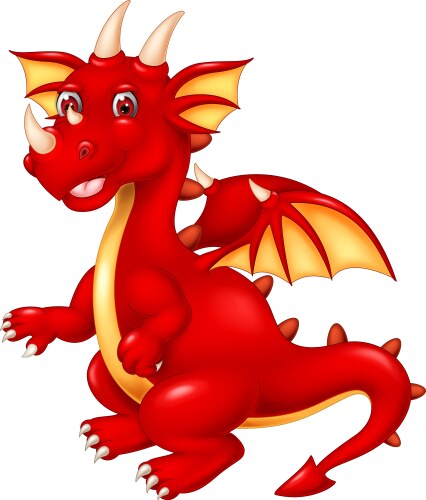 Little red dragon cartoon character funny animal Vector Image