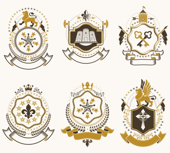 Set of luxury heraldic templates collection Vector Image