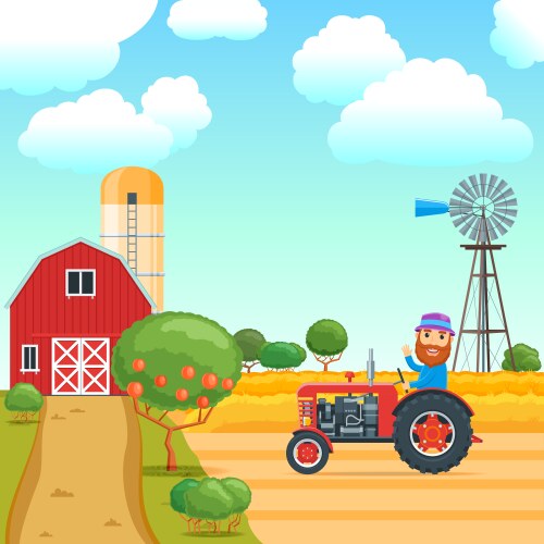 Cartoon banner on agricultural theme Royalty Free Vector