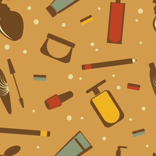 Seamless make up pattern with brushes eyeshadow Vector Image