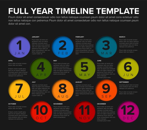 Infographic full year timeline template Royalty Free Vector
