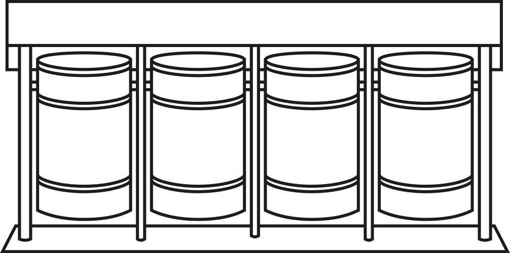 Black and white line art of trash bins Royalty Free Vector